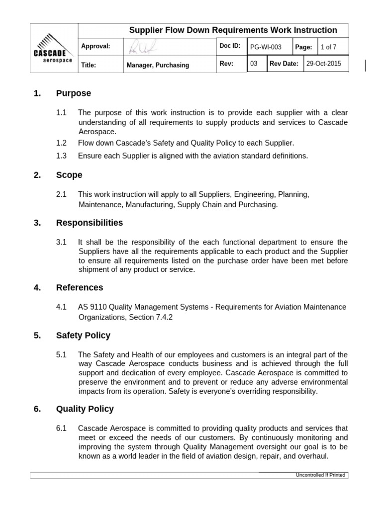 Work Instruction Template 14 | PDF | Supply Chain | Specification ...