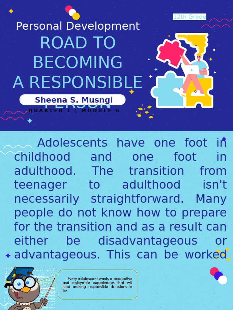PerDev - 6th Road To Becoming A Responsible Person | PDF | Adolescence ...
