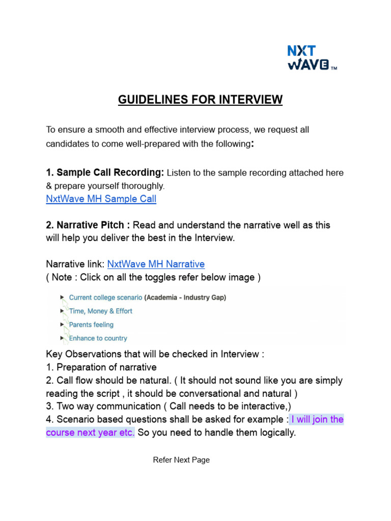 Guidelines For Interview | PDF