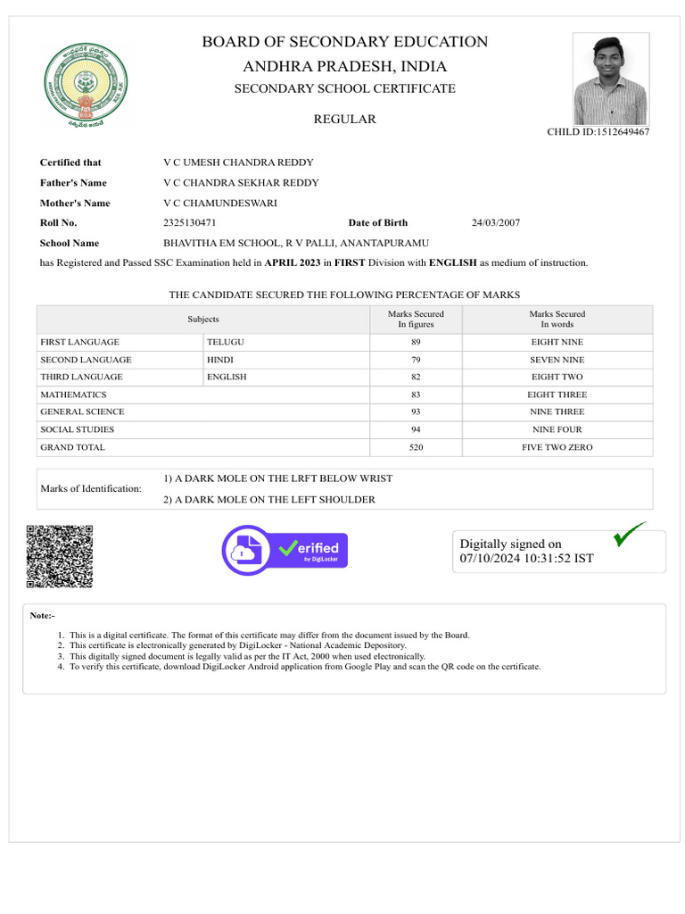 Org - Bseap SSCER 2325130471XX2023XXR | PDF