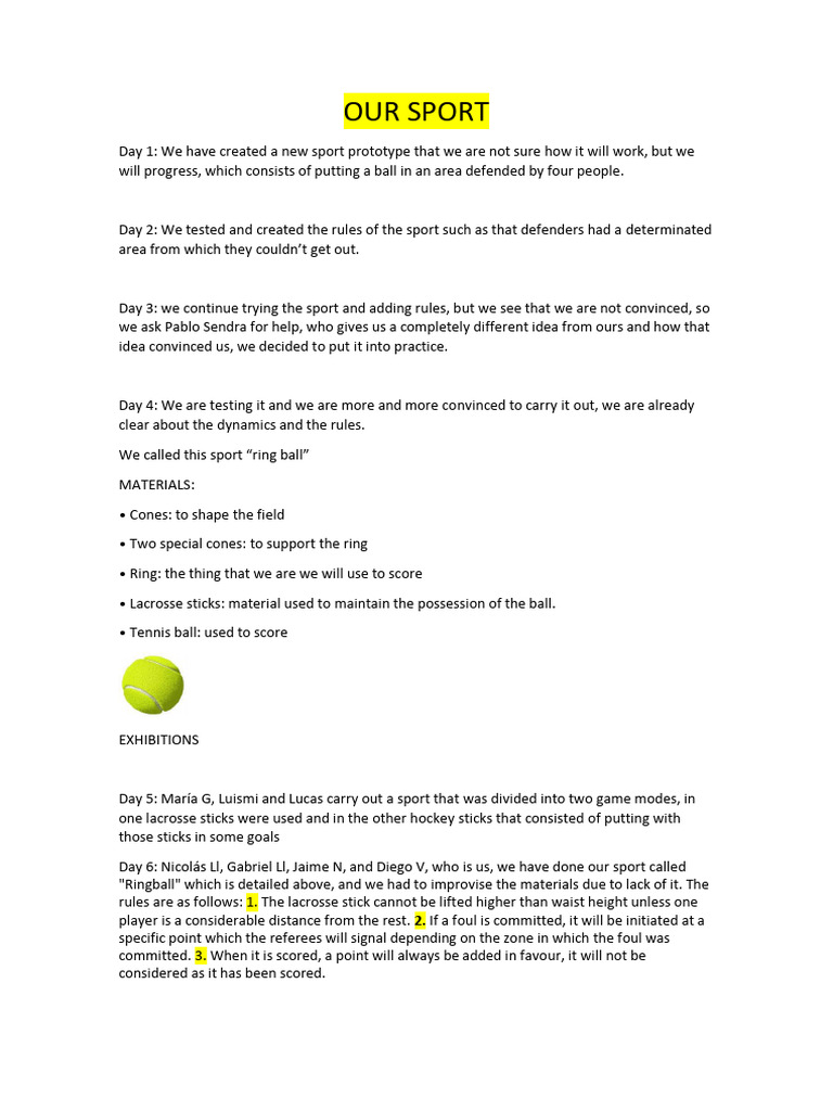 Ring Ball Sport Development Diary | PDF | Lacrosse | Sports