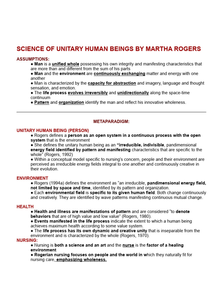 Unitary Human Beings: Rogers' Theory | PDF | System | Theory