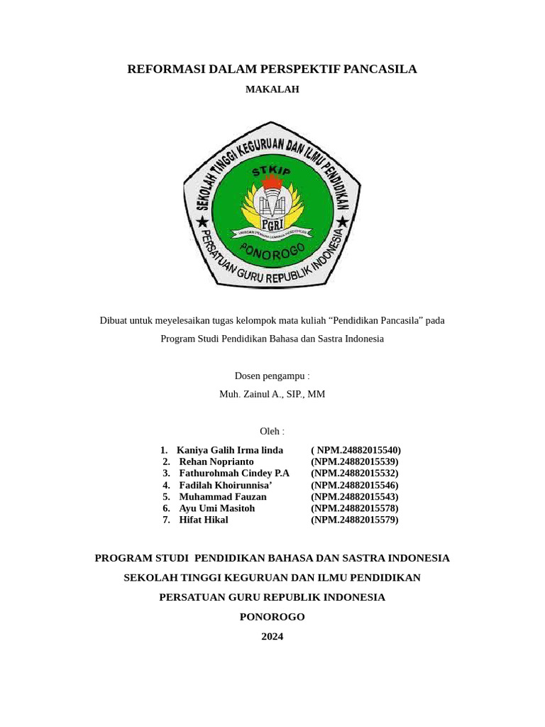 Reformasi Dalam Perspektif Pancasila-1 | PDF