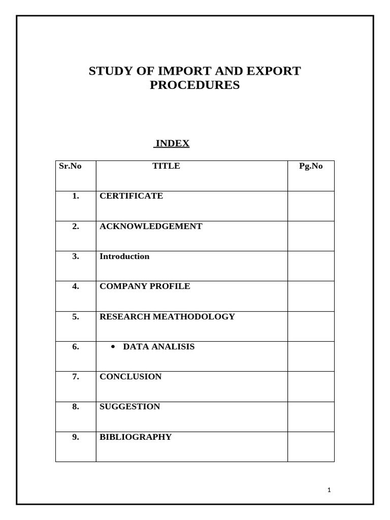 Import Export Documentation Procedure Project Report | PDF | Trade | Business