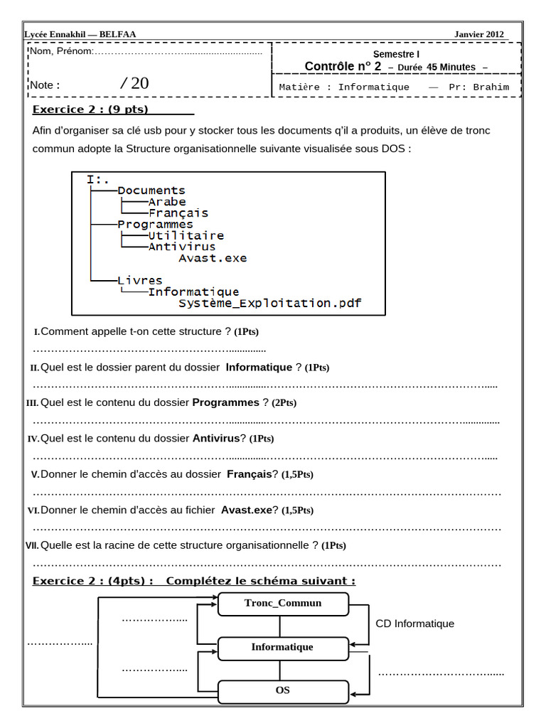 Devoir 2 Modele 8 Informatique Tronc Commun Semestre 1 | PDF | Logiciel ...