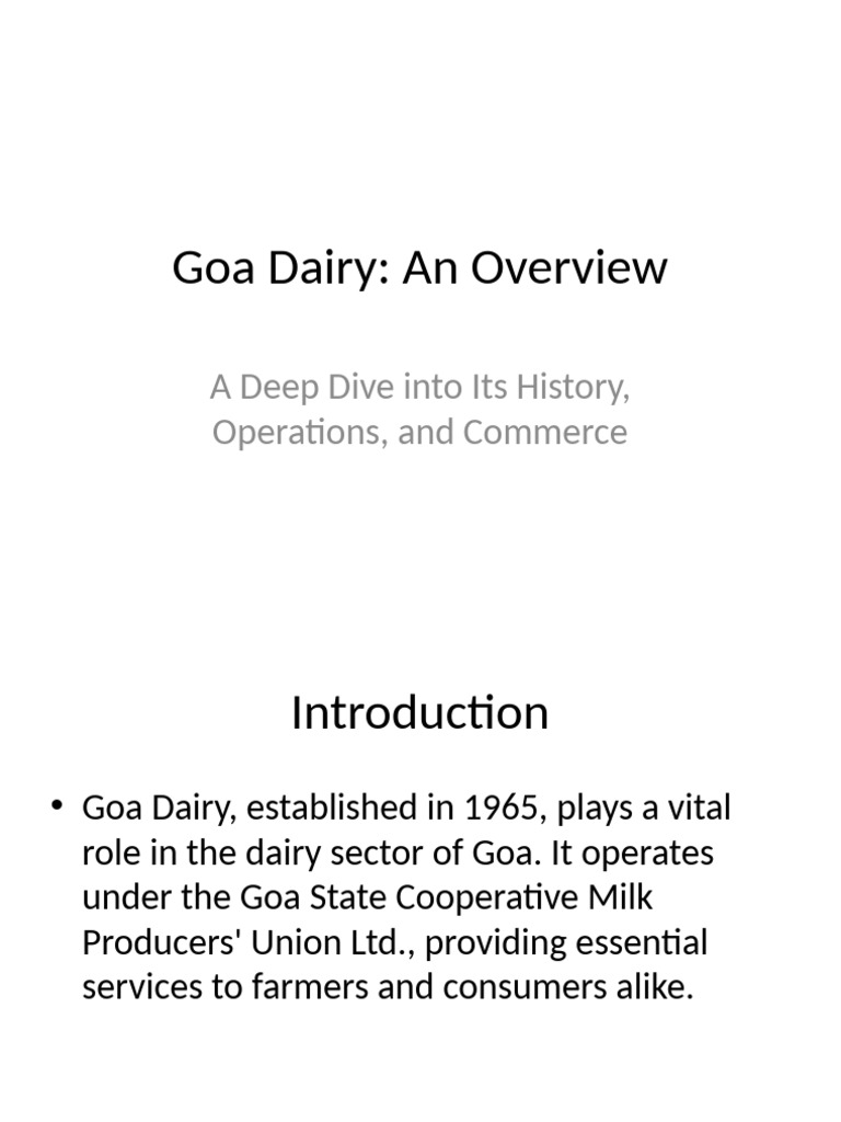 Goa Dairy Presentation | PDF