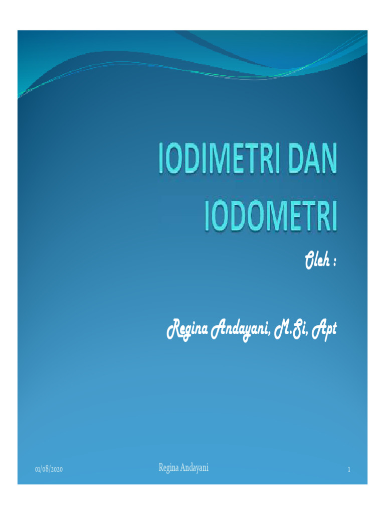 Iodimetri Dan Iodometri | PDF