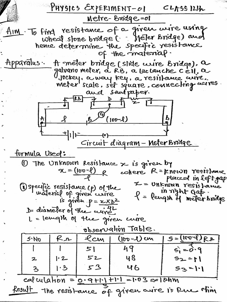 Physics Experiment.01class 12th | PDF