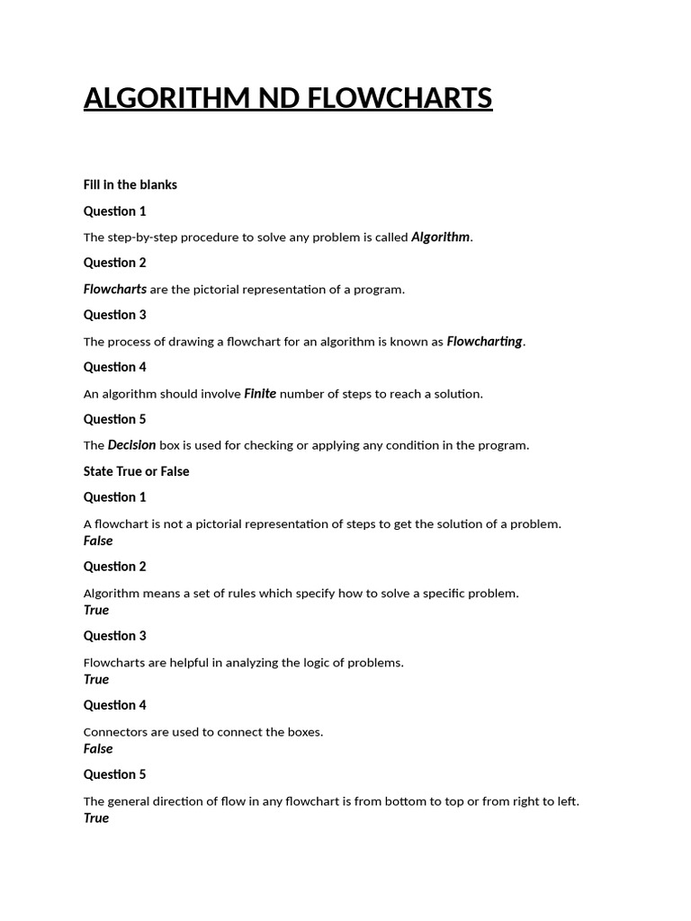 ALGORITHM ND FLOWCHARTS | PDF | Variable (Computer Science) | Algorithms ALGORITHM ND FLOWCHARTS | PDF | Variable (Computer Science) | Algorithms