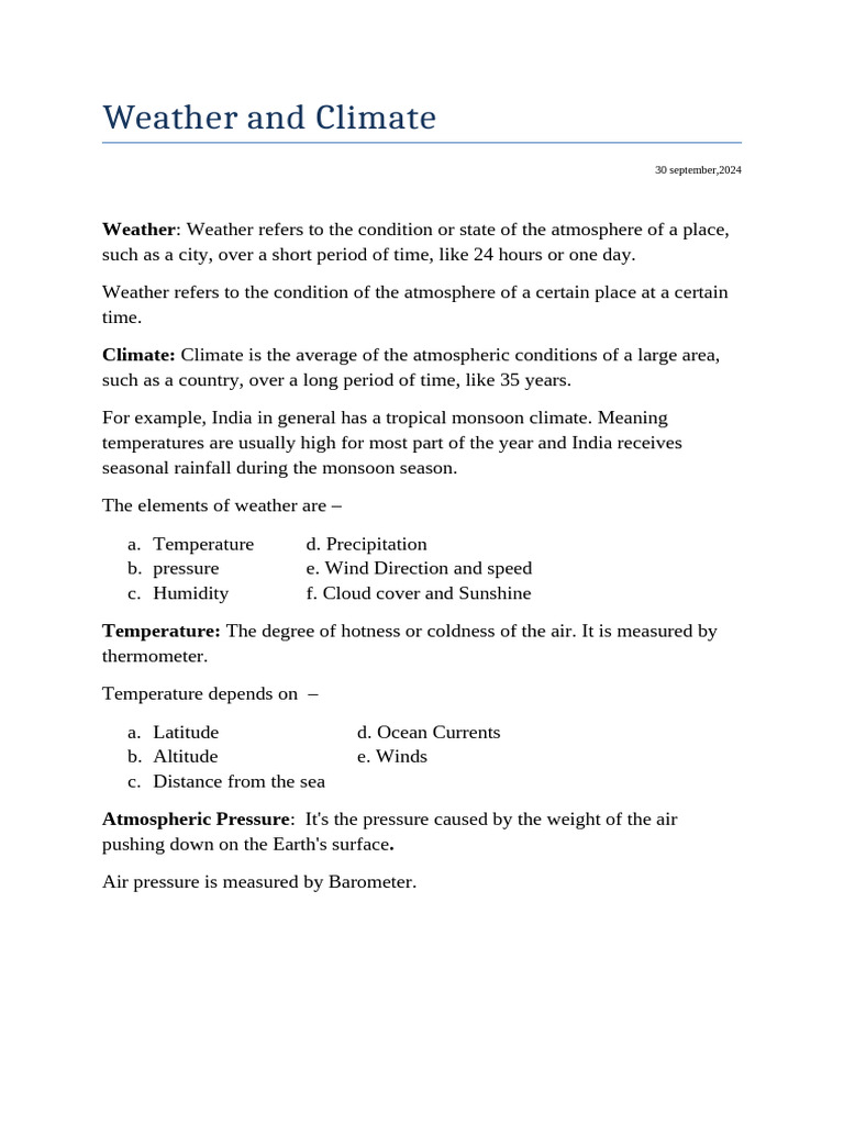 Weather and Climate | PDF