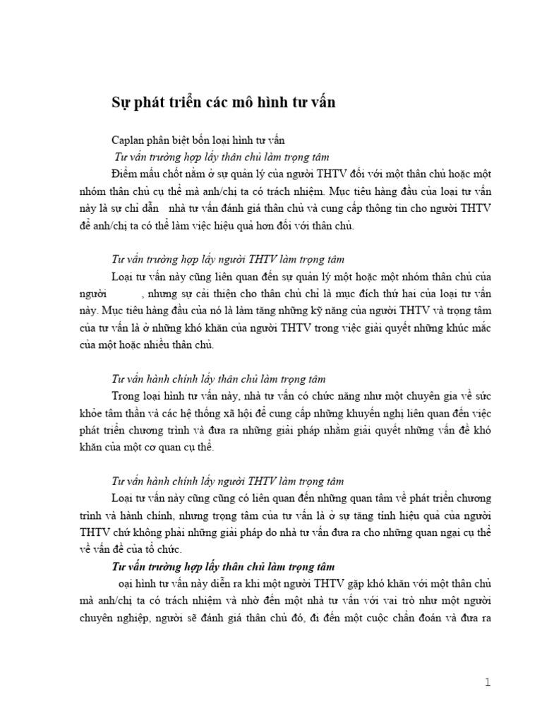 Mô Hình Tư Vấn Sức Khỏe Tinh Thần Theo Caplan | PDF