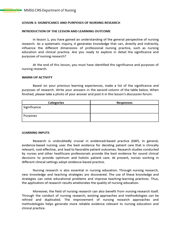 Chapter 1 - Lesson 4 | PDF | Quantitative Research | Nursing Chapter 1 - Lesson 4 | PDF | Quantitative Research | Nursing