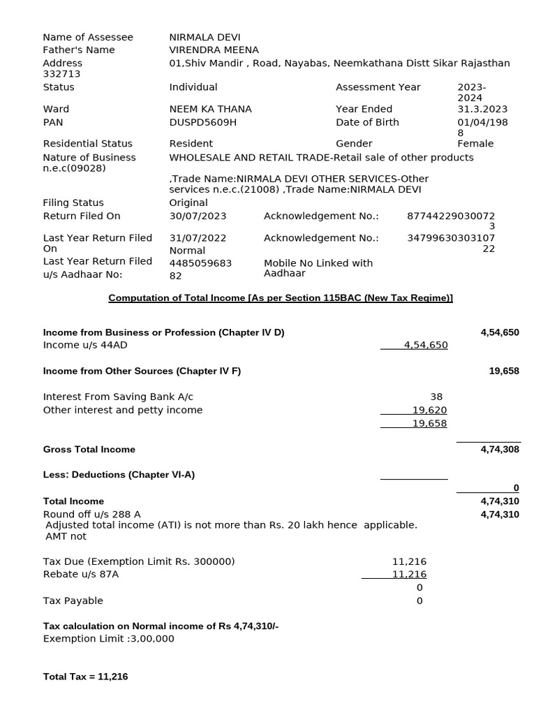 Computation 2024-25-1 | PDF | Revenue | Loans