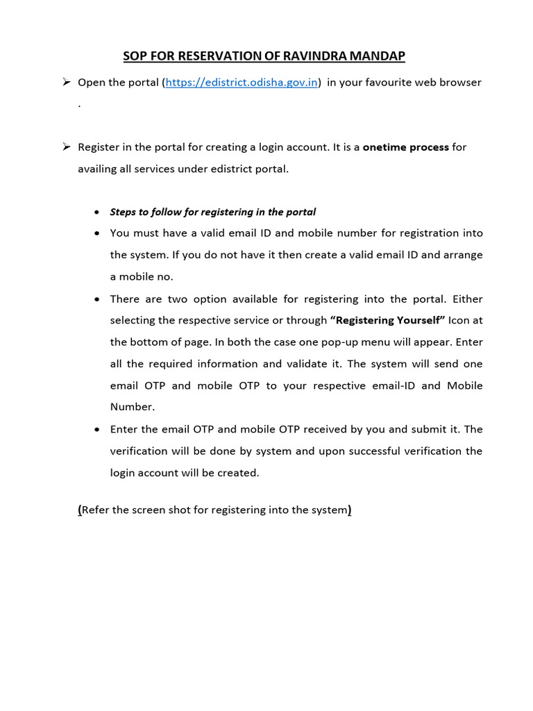 SOP of Reservation of Ravindra Mandap | PDF | Computing | Software