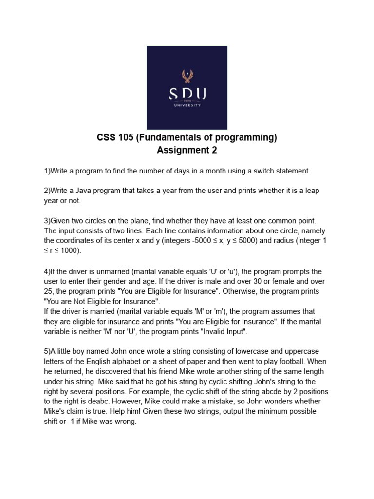 Assignment 2 CSS 105 | PDF