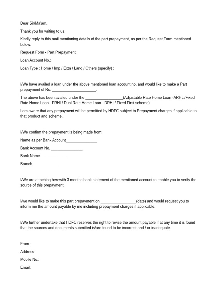 prepayment template | PDF