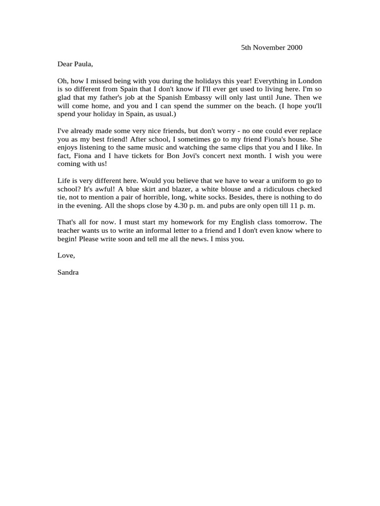 Informal Letter Example | PDF