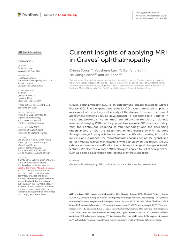 Current Insights of Applying MRI in Graves' Ophthalmopathy | PDF ...