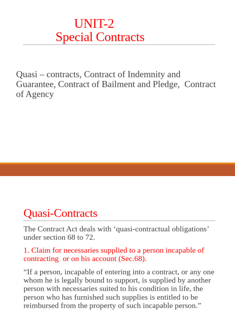 UNIT-2 Business Laws | PDF | Guarantee | Law Of Agency