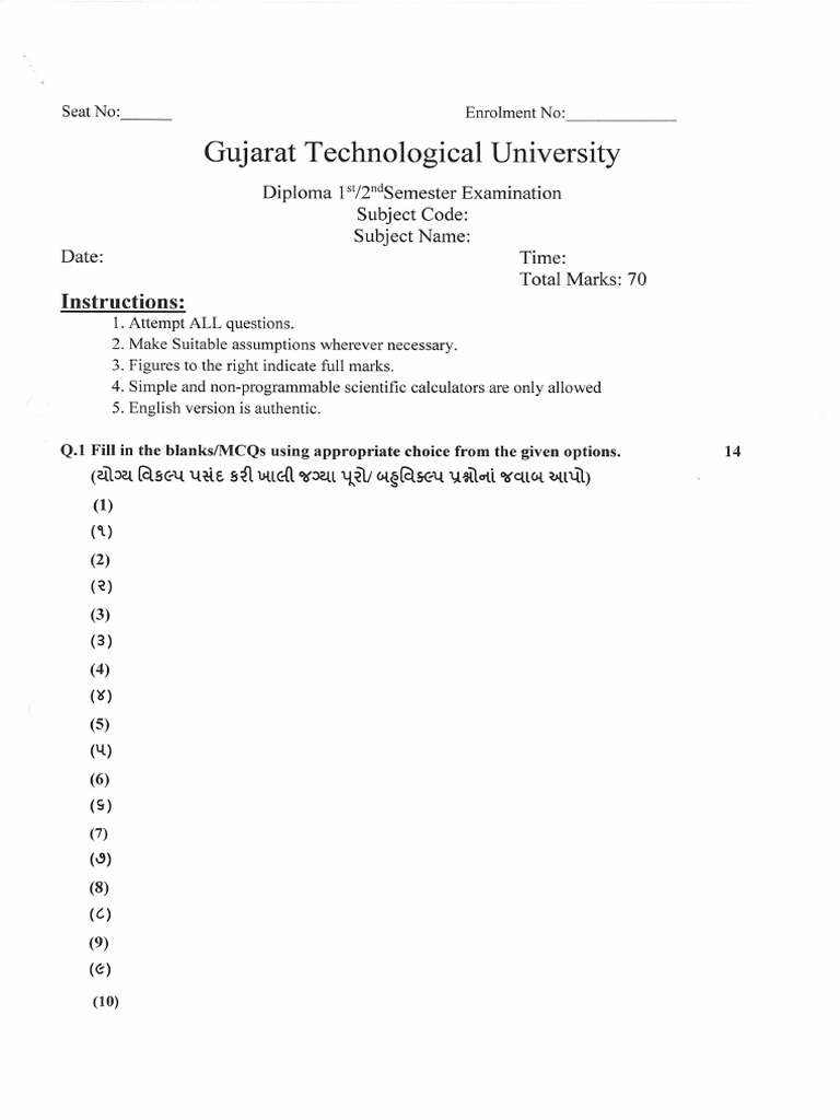 Paper Formate_ Common Subjects_2024-25 (1) | PDF