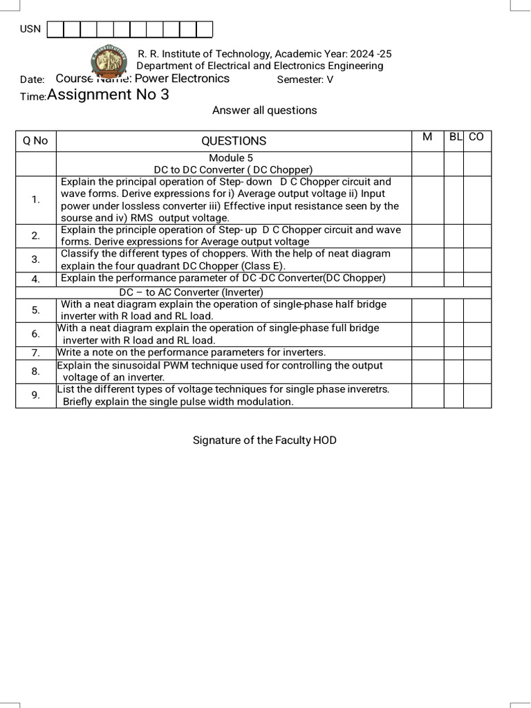 PE(BEE503)-Assignment 3 | PDF | Power Inverter | Electrical Circuits