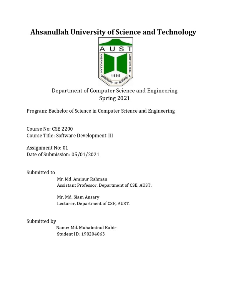 Ahsanullah University of Science and Technology | PDF | Application Software | Operating System ...