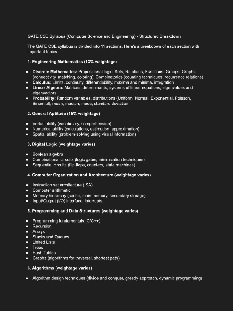 CSE Gate Syllabus | PDF