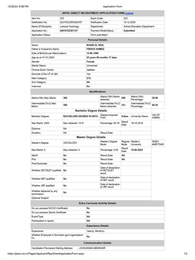 Khair Ul Nisa] | PDF | Academic Degree | Educational Stages