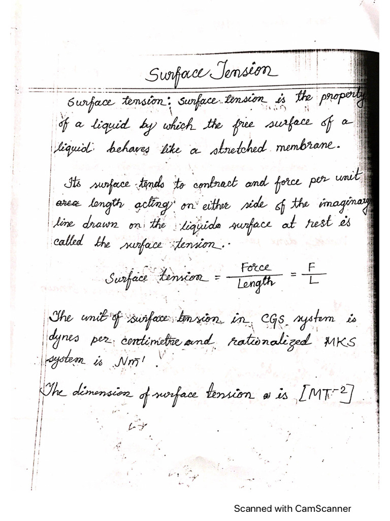 Surface Tension-Chapter-2 | PDF