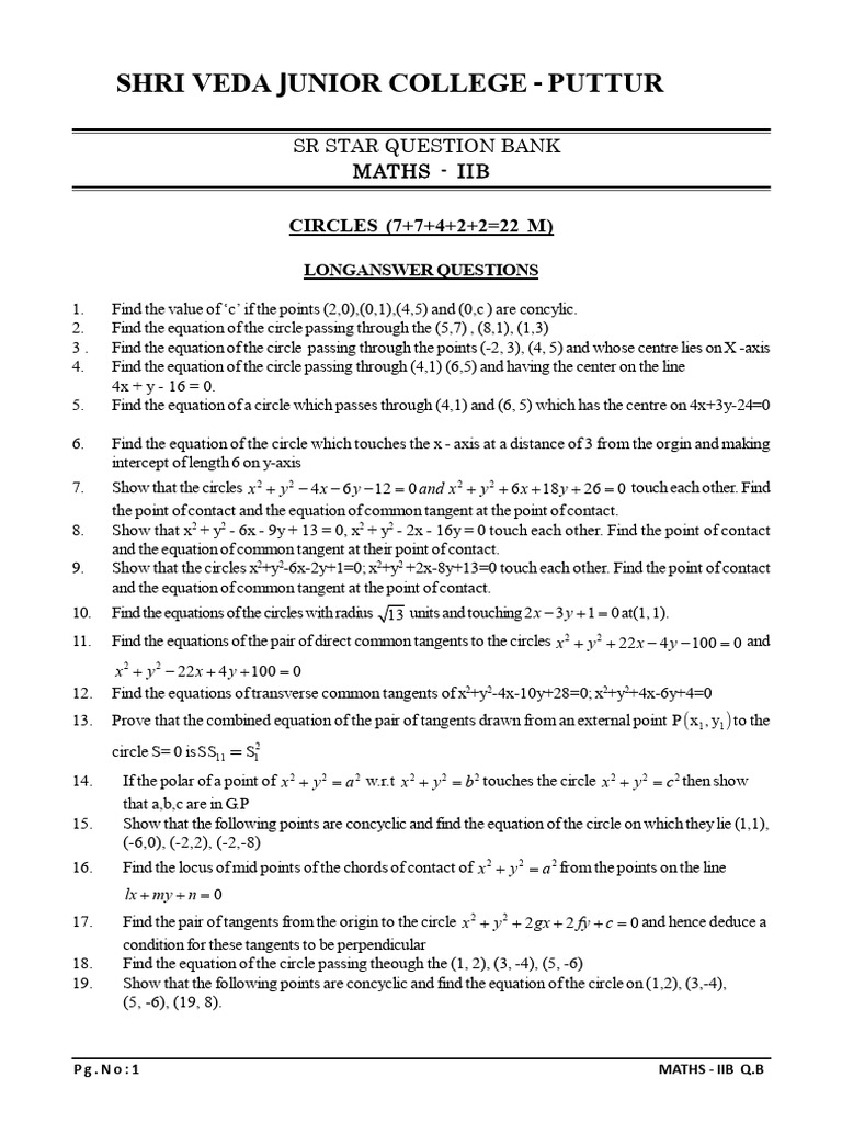 SR STAR MATHS-IIB | PDF | Ellipse | Circle