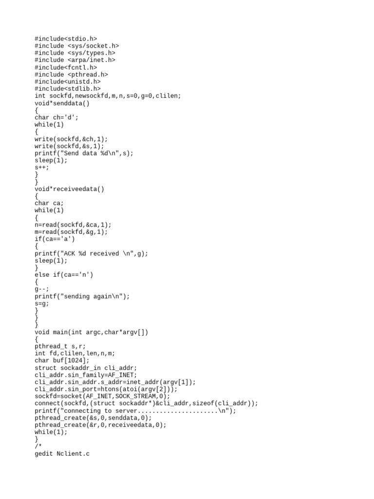 C Socket Programming with Threads | PDF