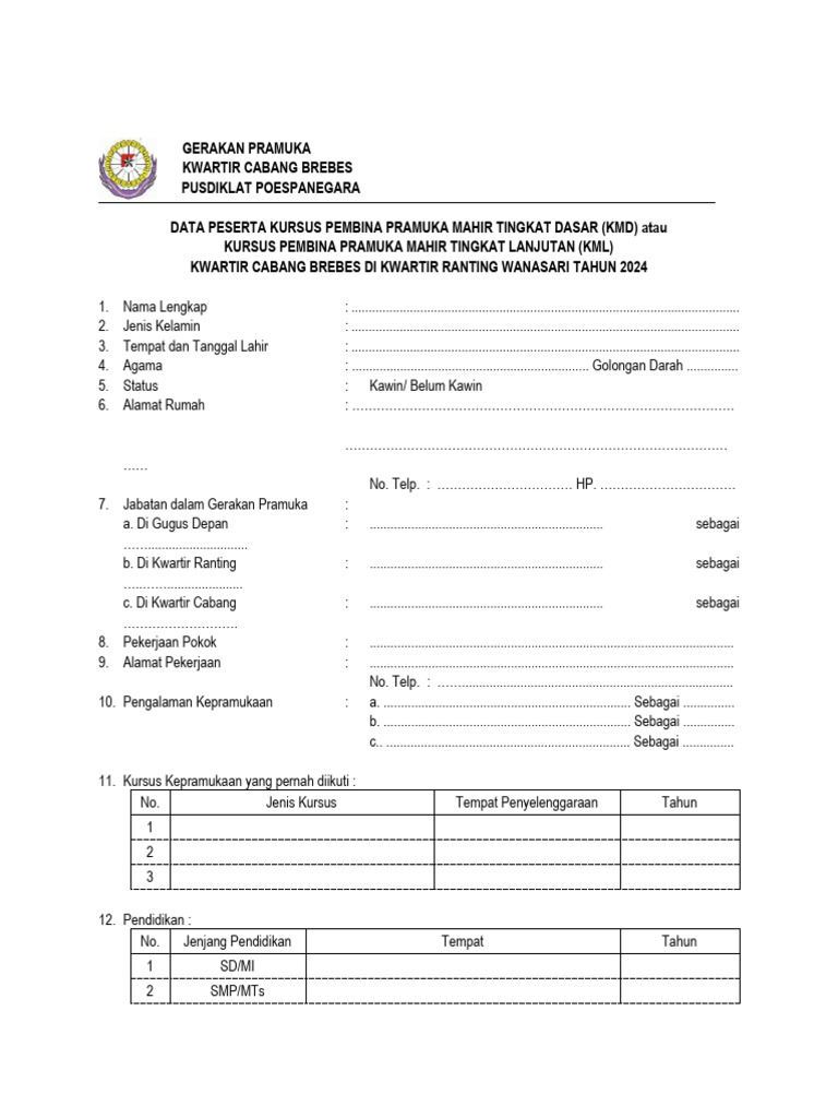 Formulir KMD Dan KML | PDF