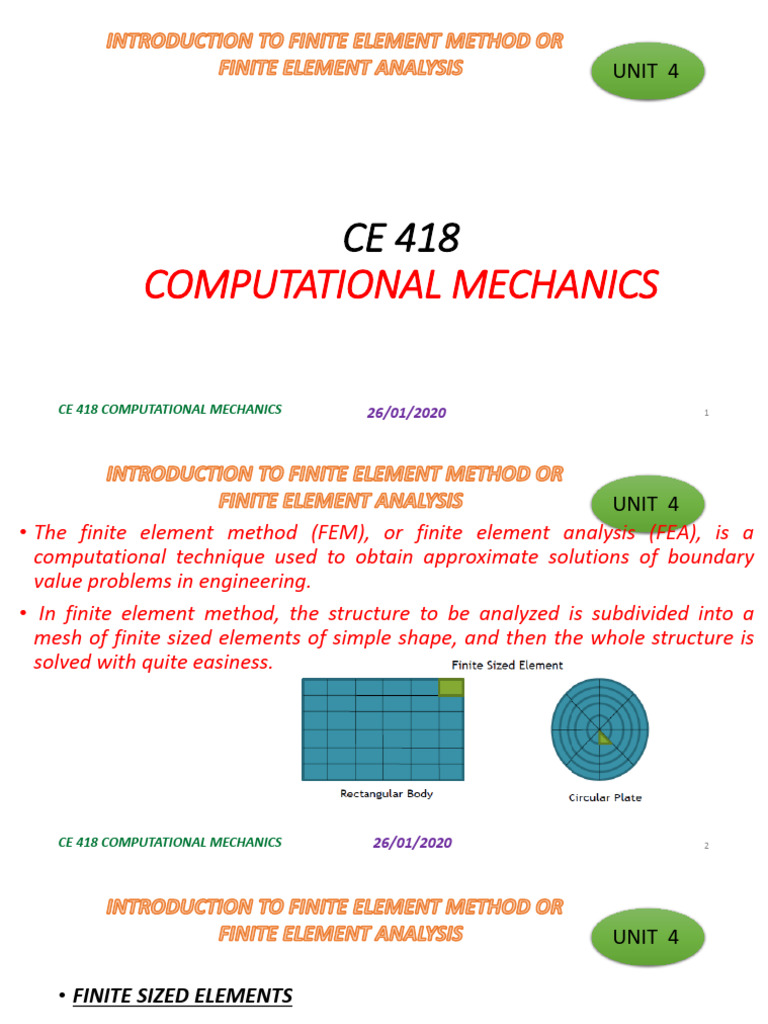 CE 418_UNIT_4 | PDF | Finite Element Method | Mechanical Engineering