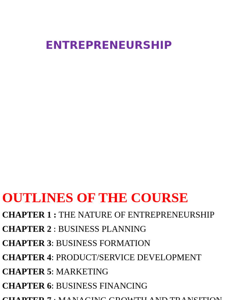 1. Ent. ch. 1 ppt. | PDF | Entrepreneurship | Economies