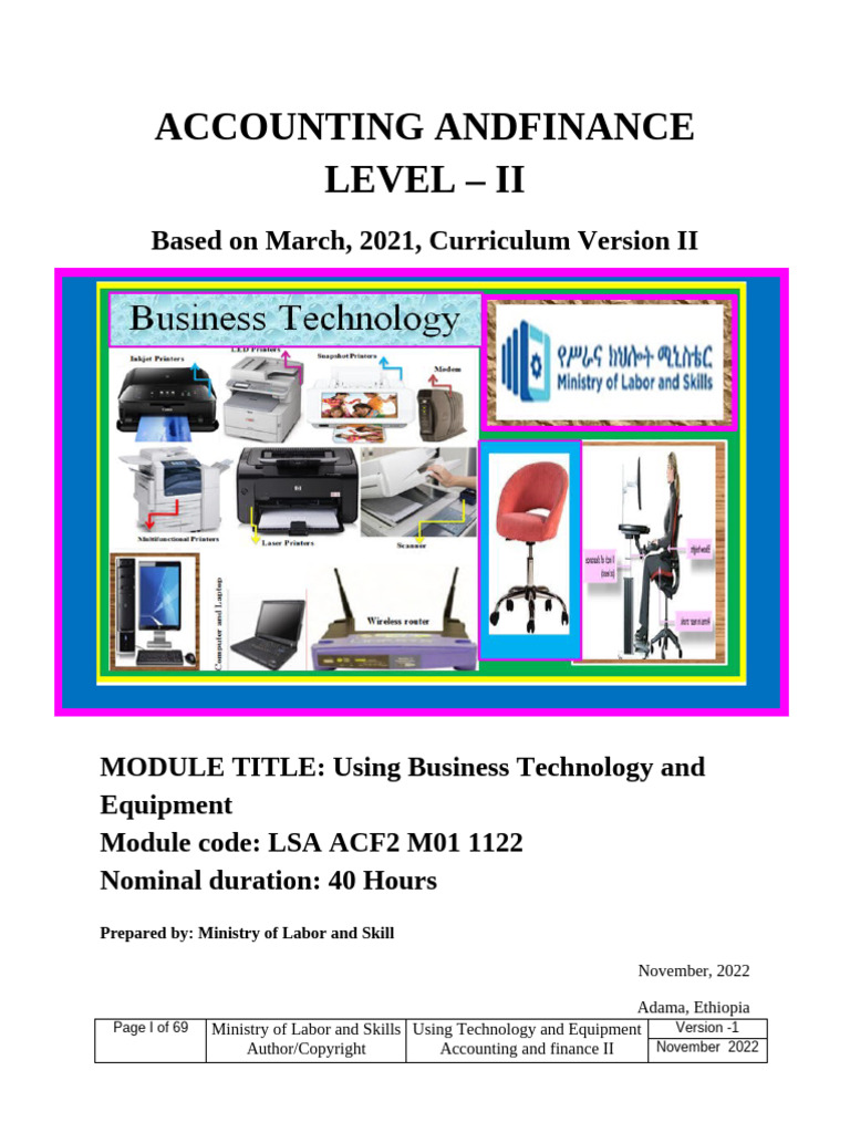 MO 01 Business Technology and Equpment TTLM | PDF | Application ...