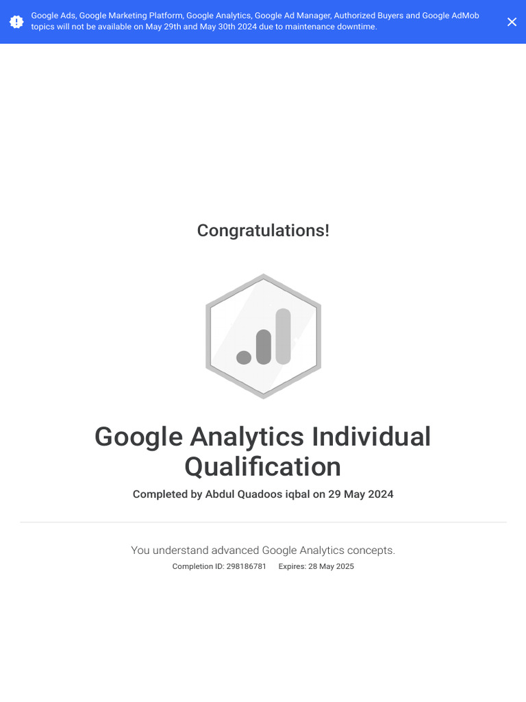 Google Analytics Individual Qualification - Google | PDF