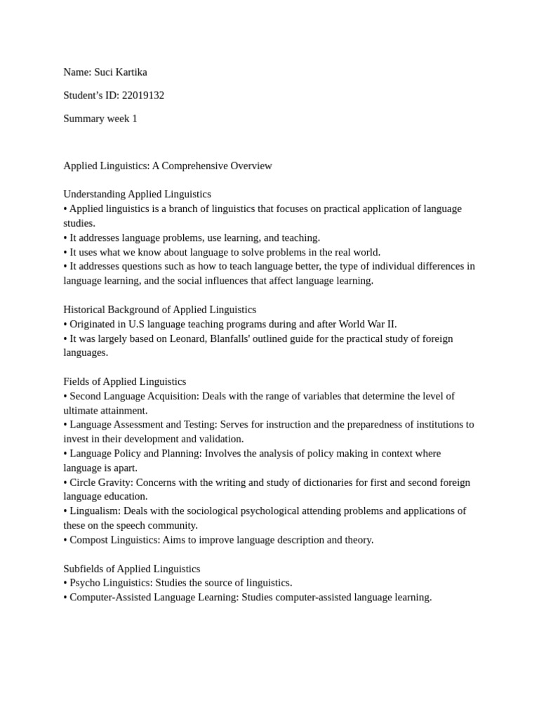 Summary Week 1 | PDF