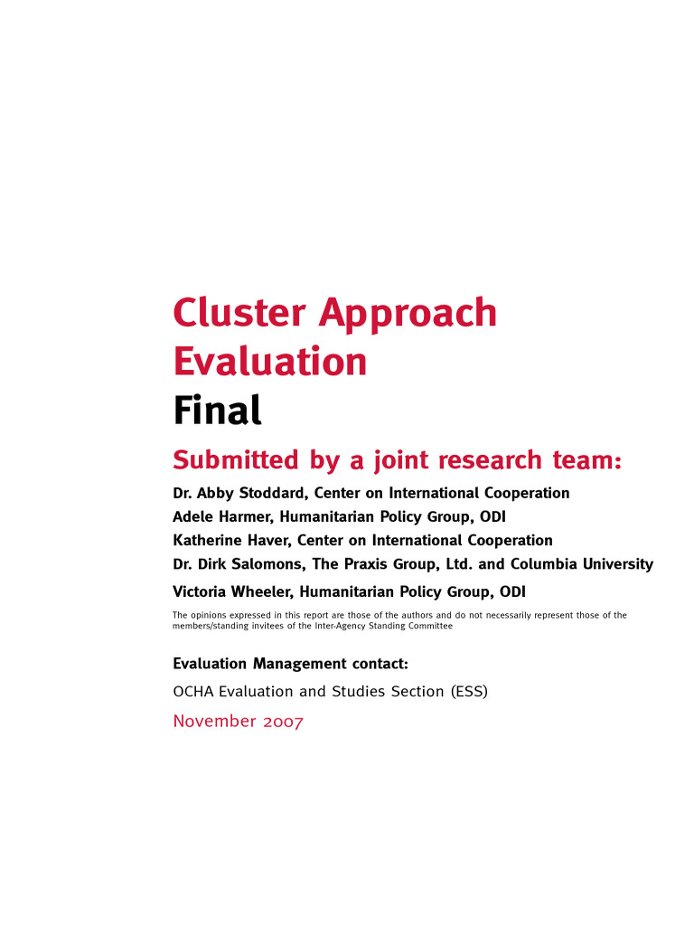Cluster Approach Evaluation 1 | PDF | Internally Displaced Person ...