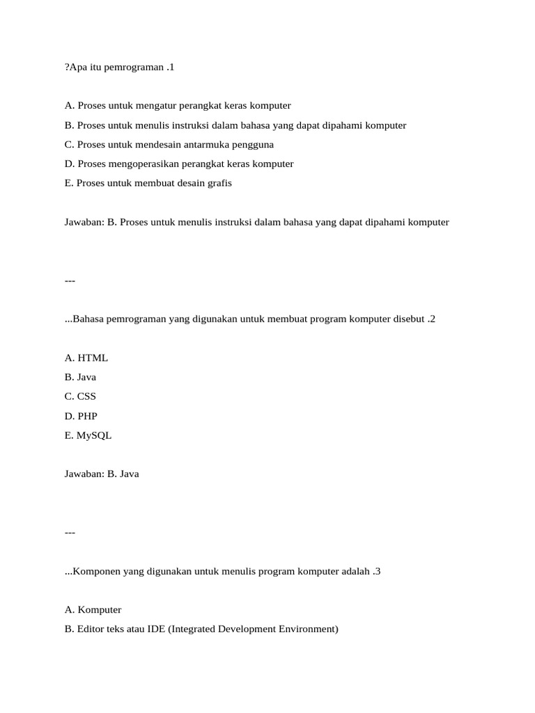 soal pemrograman dasar | PDF