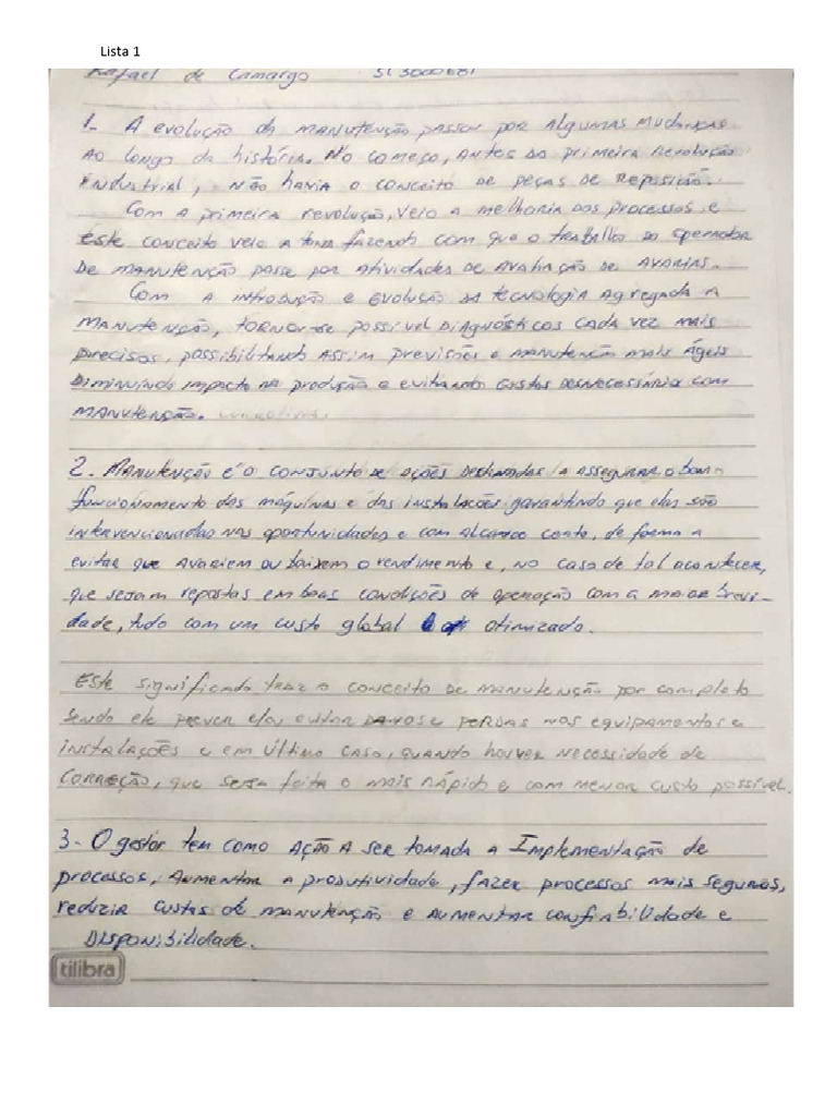 1°trab GM Rafael de Camargo | PDF