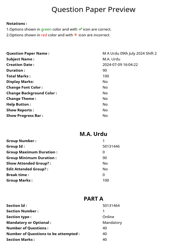 20 - Qpa 2024 M.A. Urdu E-Library Telangana by DR - Durgaprasad | PDF | Multiple Choice