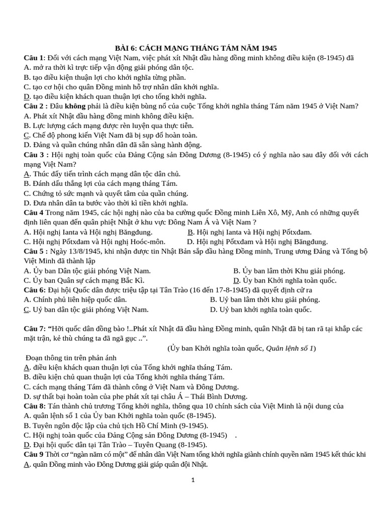 Ôn tập thi hk1- HS | PDF