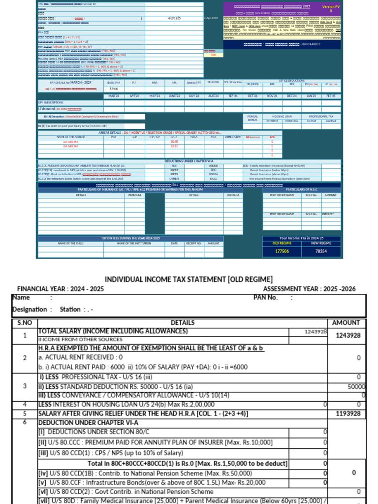 Arivu IT Calc 2024 25 PV 5 IFHRMS Version | PDF