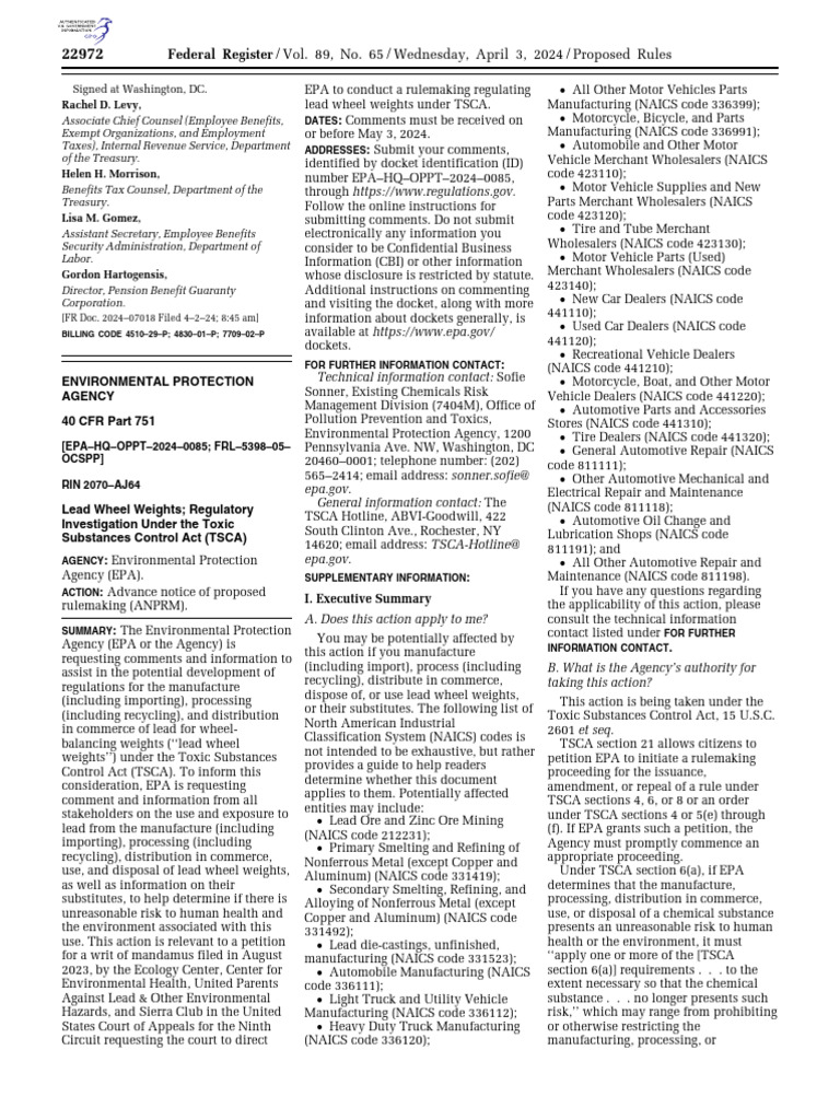 EPA Proposes Lead Wheel Weights Regulation | PDF | United States ...