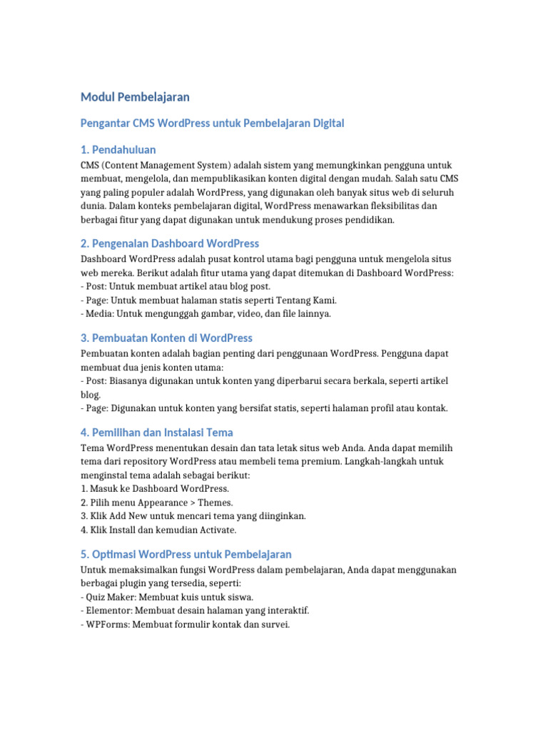 Modul Pengantar CMS WordPress | PDF