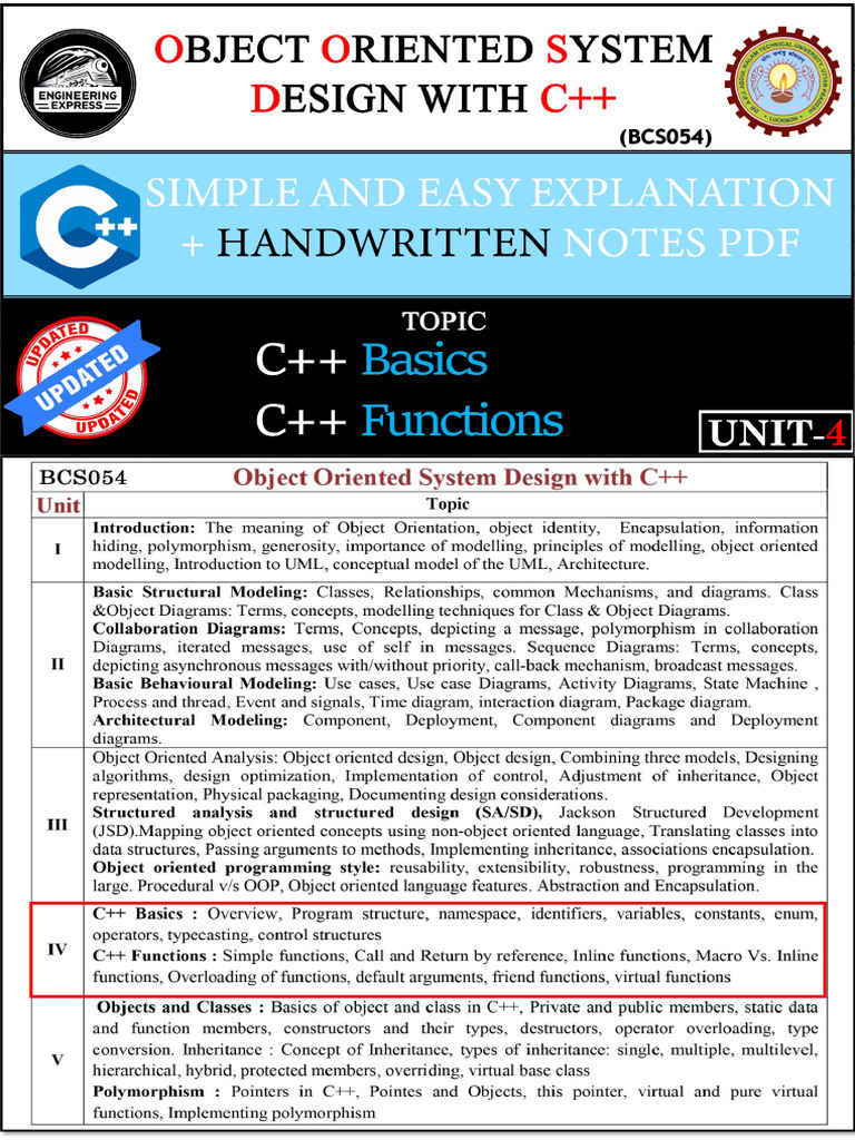 OOSD With C++ Unit 4 Demo | PDF