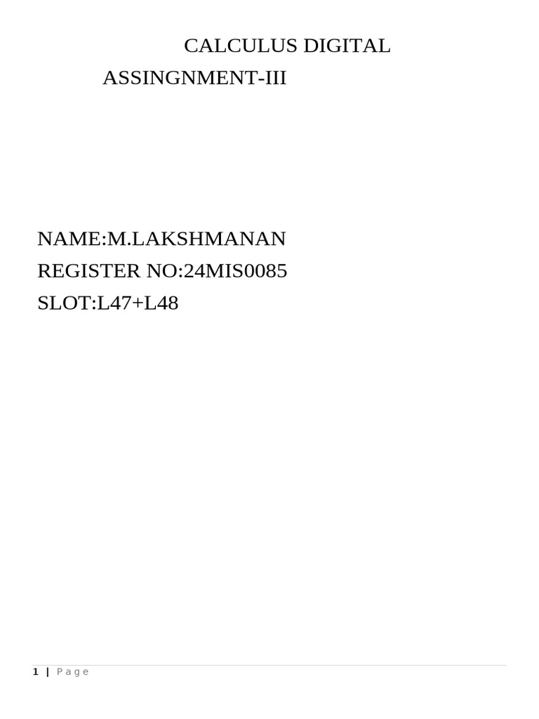 24MIS0085 | PDF | Applied Mathematics | Mathematical Analysis