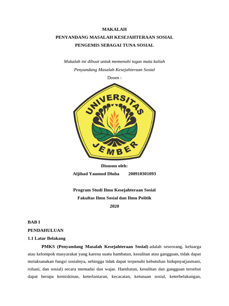 Penanganan Pengemis dalam Kesejahteraan Sosial | PDF