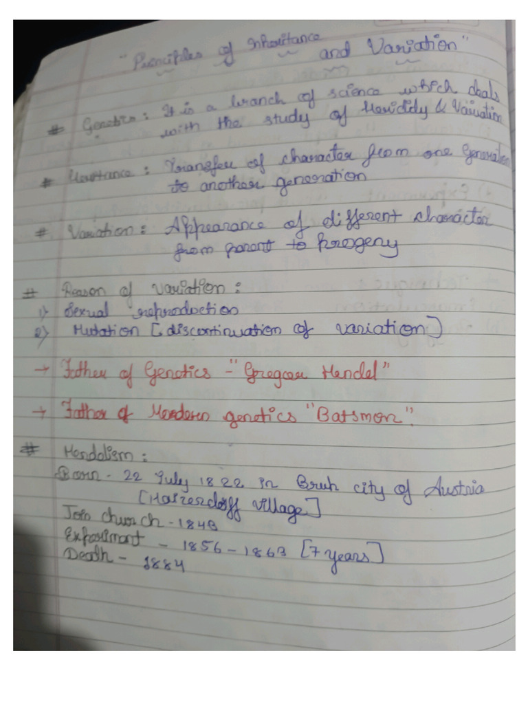 Principle of Inheritance and Variation Part 1 | PDF