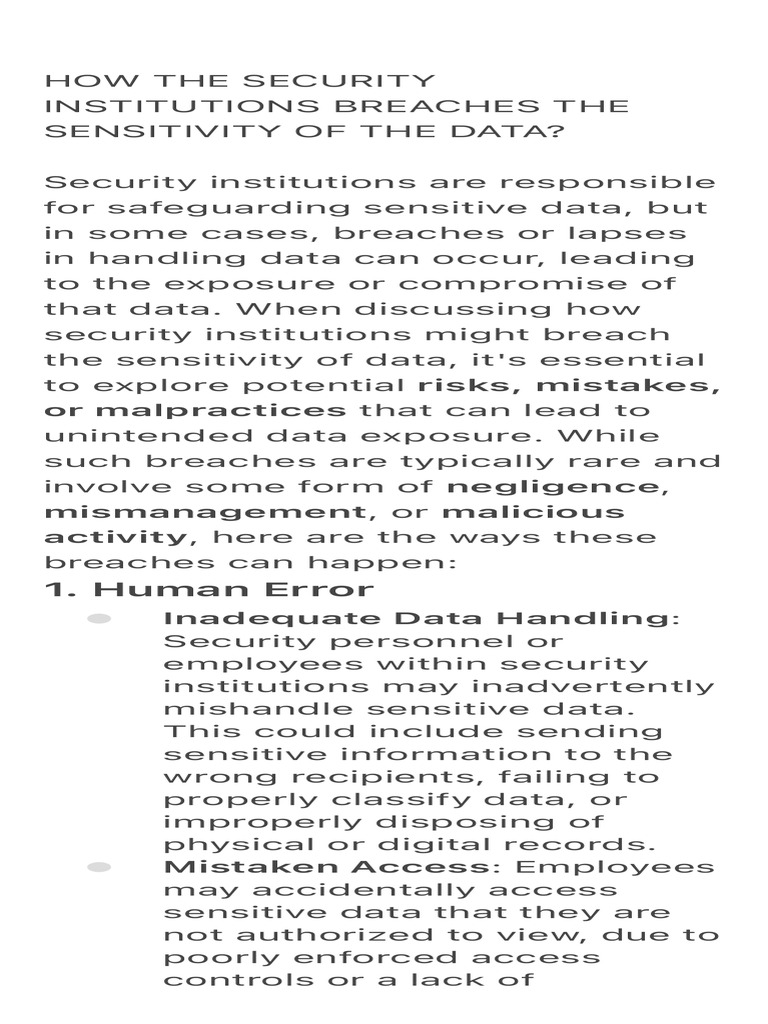 How The Security Institutions Breaches The Sensitivity of The Data ...